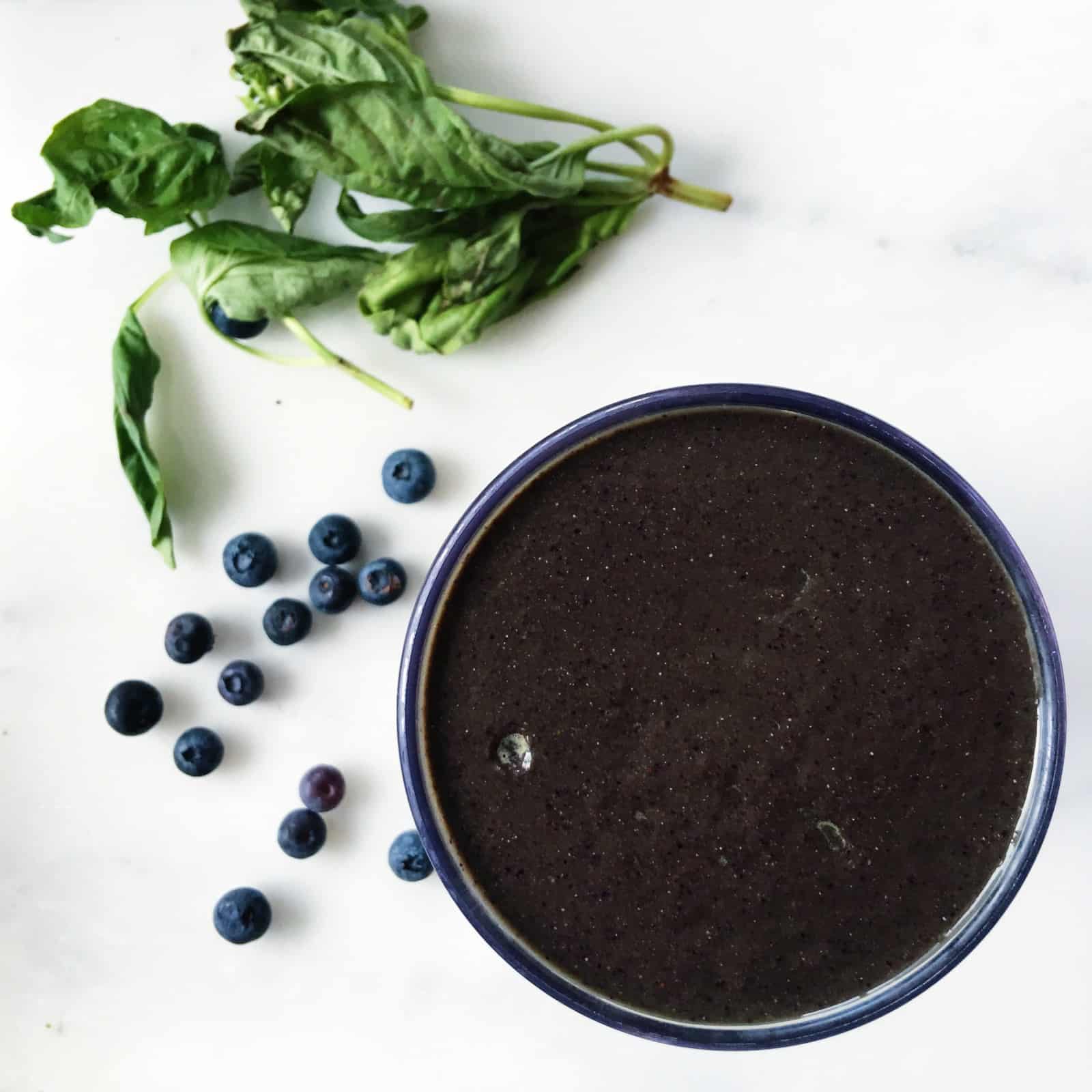 Chocolate Blueberry Basil Smoothie - Erin's Inside Job